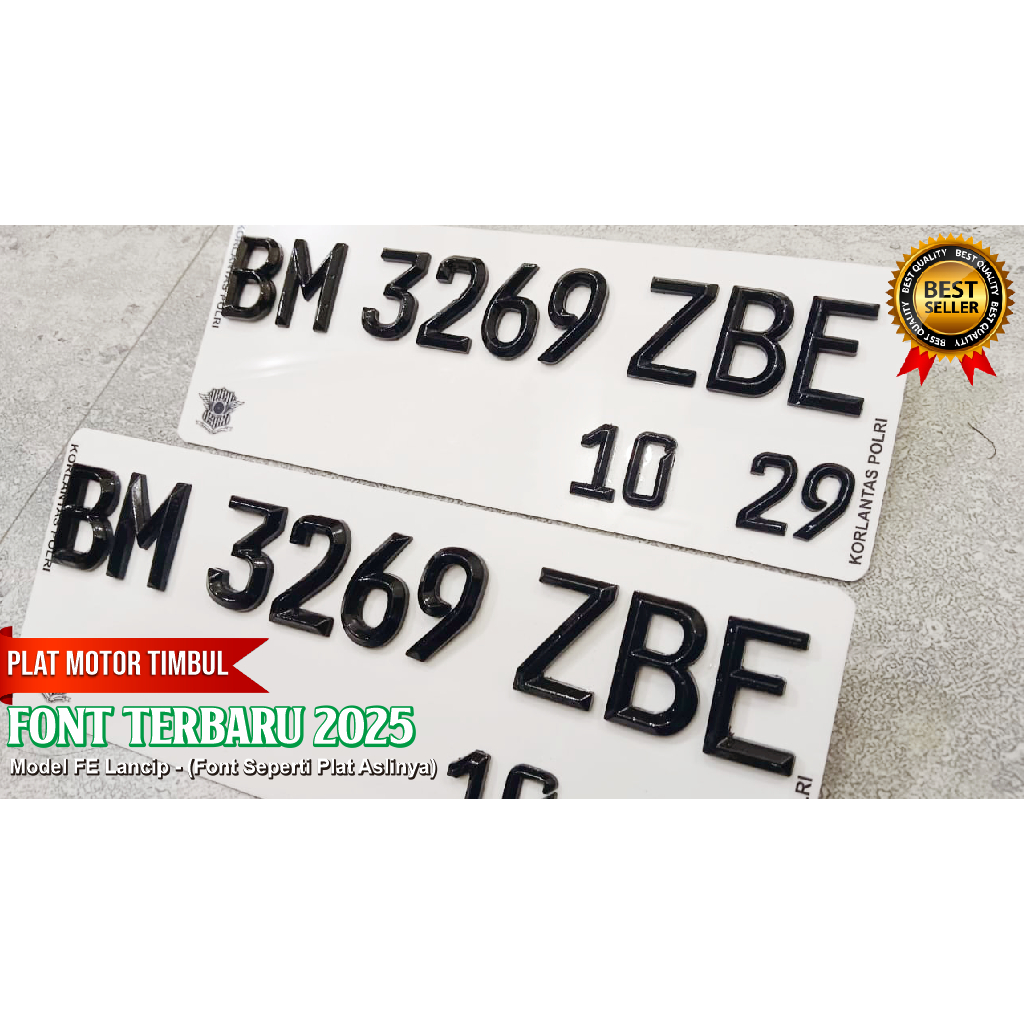 Jual PLAT MOTOR TIMBUL - Model FE Font Terbaru Lancip ( Ukuran Baut ...