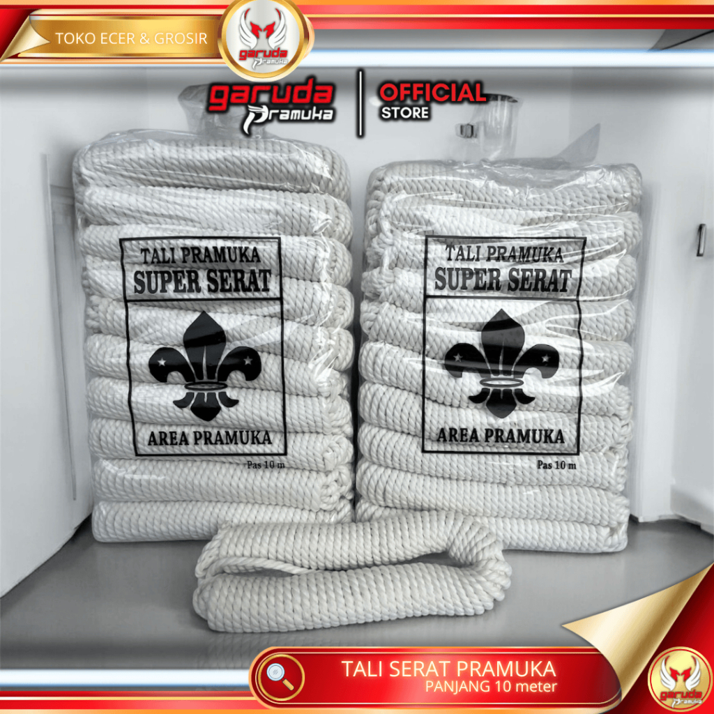 Jual Tali serat tekuk pramuka panjang 5 & 10 meter tali rami pramuka ...