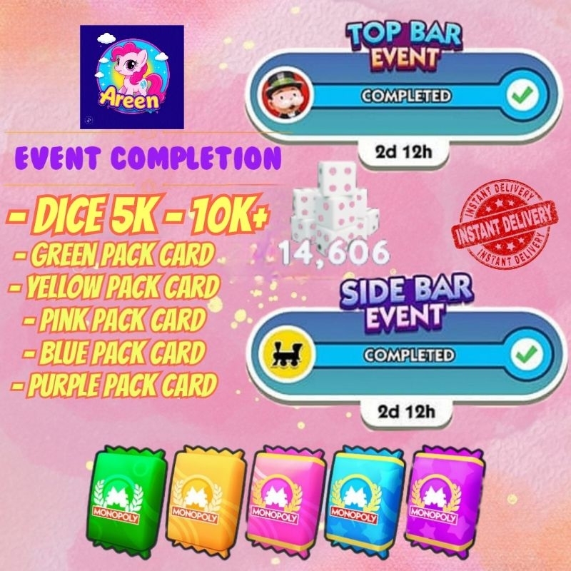 Jual Monopoly Card Event Completion Top Bar & Side Bar | Shopee Indonesia