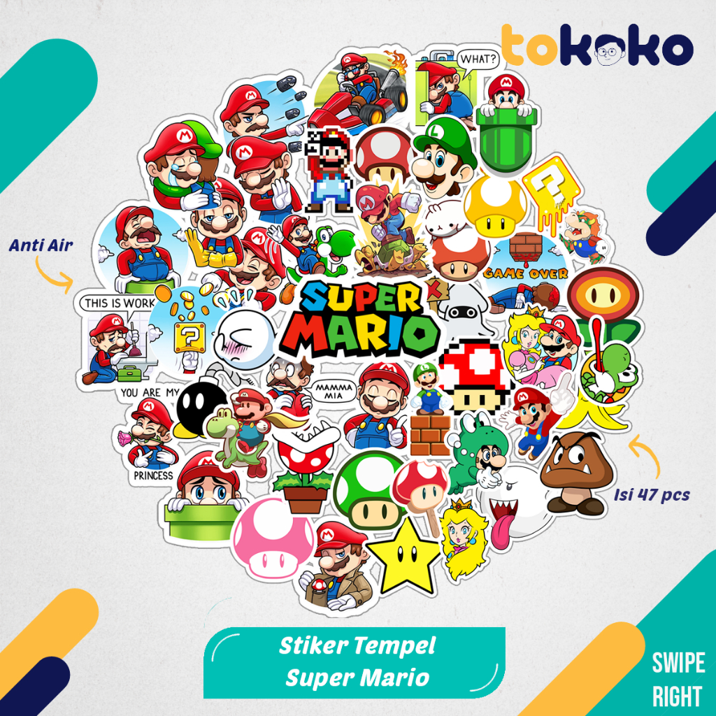 Jual Stiker Cutting Super Mario Kartun Paper Vinyl Dekorasi Laptop ...