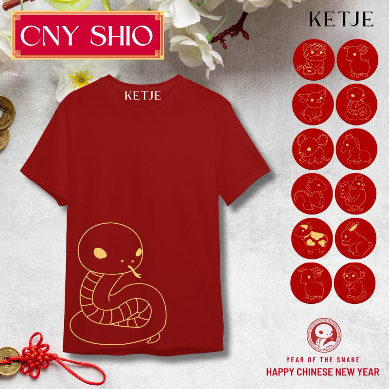 Jual Baju Kaos CNY Imlek Shio Ular Kayu 2025 The Year of Snake 2 / Baju ...