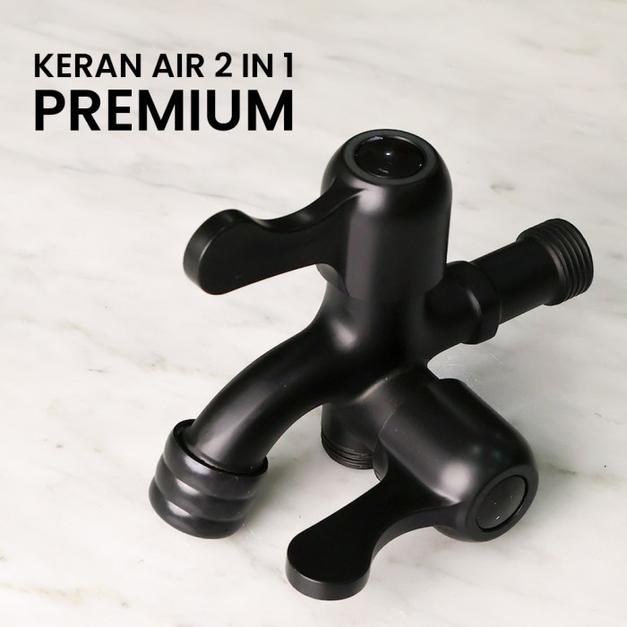 Jual KRAN AIR CABANG HITAM KRAN DOUBLE 3/4 INCH KRAN TEMBOK SHOWER HITAM FAUCET KERAN AIR KERAN ...