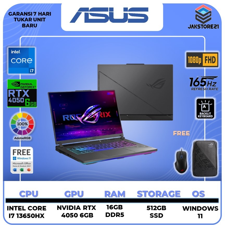 Jual ASUS ROG STRIX G16 G614JU I7 13650HX RTX4050 6GB/ 16GB 512GB W11 ...