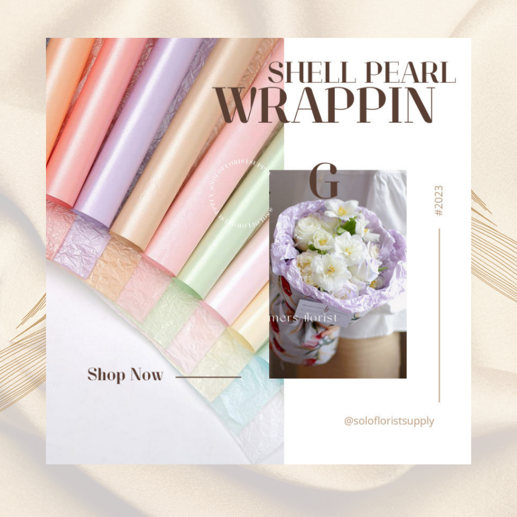 Jual SHELL PEARL PAPER FLOWER WRAPPING WATERPROOF KERTAS KERANG CRINKLE ...