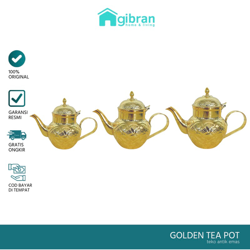 Jual Teko Antik Emas Cantik GOLDEN TEA POT Stainless steel Awet ...
