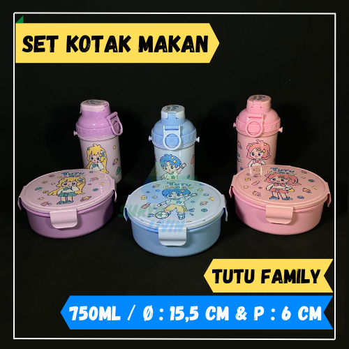 Jual Lunch Box Set / Kotak Makan Bekal Anak Sekolah / FREE Botol Minum + Alat Makan Tutu Family ...