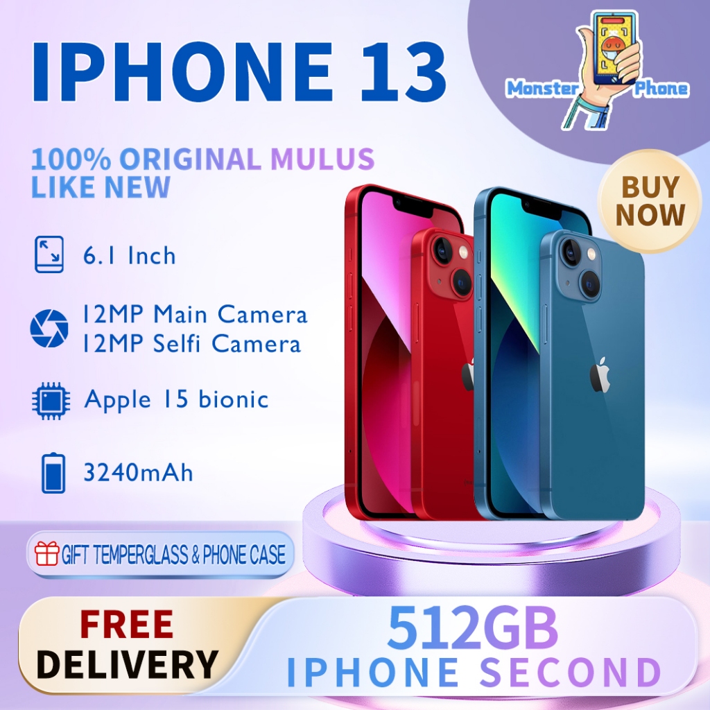 Jual iPhone 13 512GB Bekas Second Original100% All Sim Silent Fullset Mulus Normal Hp 3utools ...