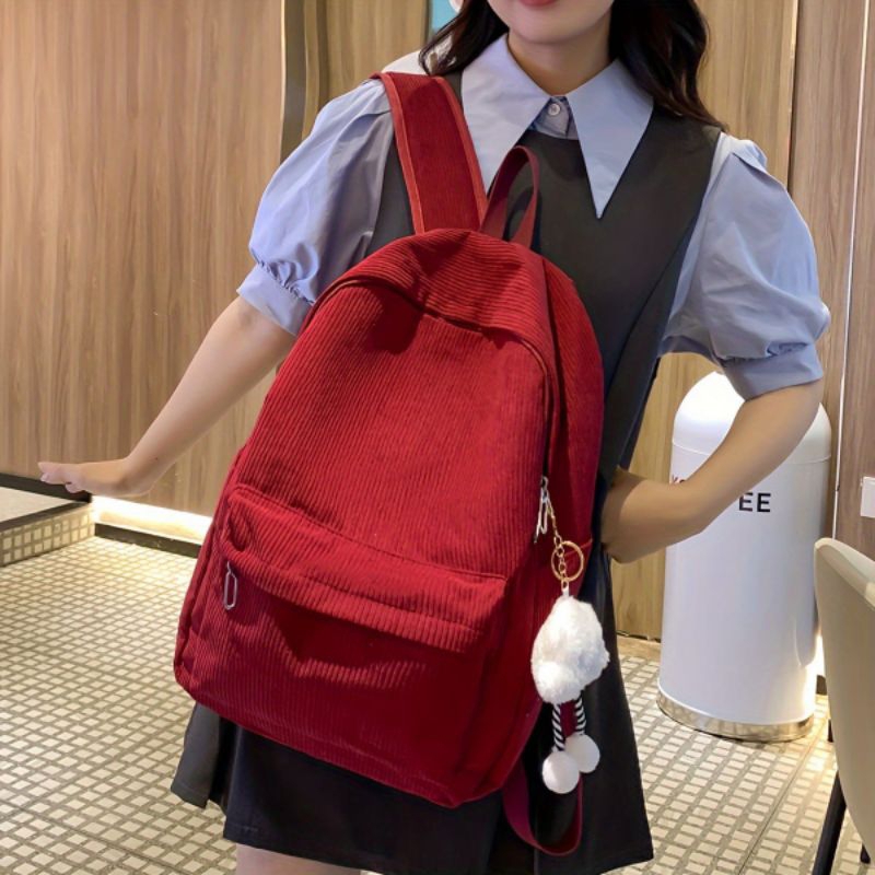 Jual Ransel Corduroy Merah Polos Polo Felix | Shopee Indonesia