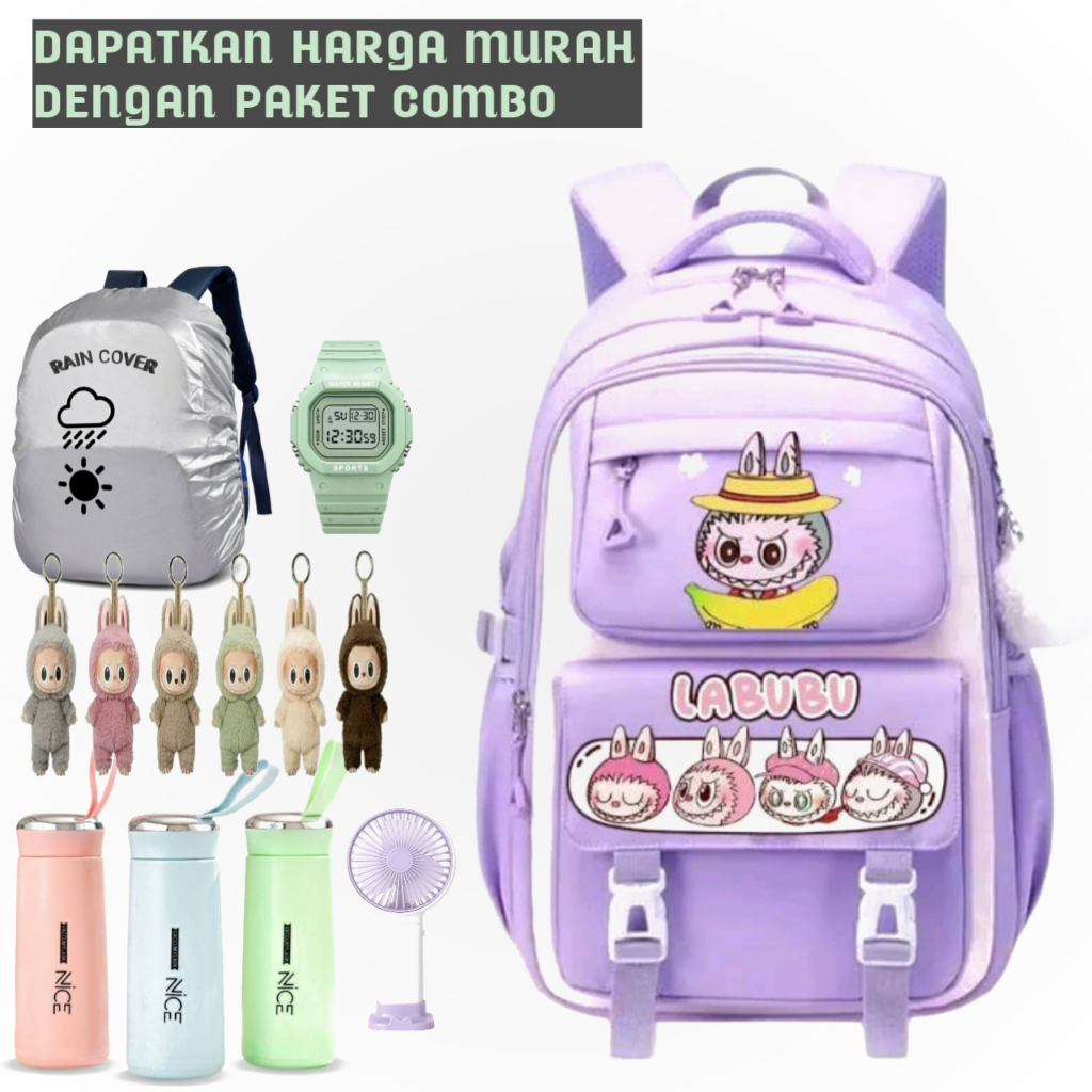 Jual Tas Sekolah Anak VIRAL LABUBU Viral Labubu Banyak Bonus Dengan Paket Combo Tas Anak Laki ...