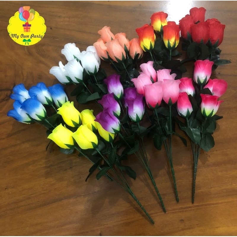 Jual Bunga Mawar Kuncup Cabang 5 | Bunga Mawar Artificial | Bunga Rose ...