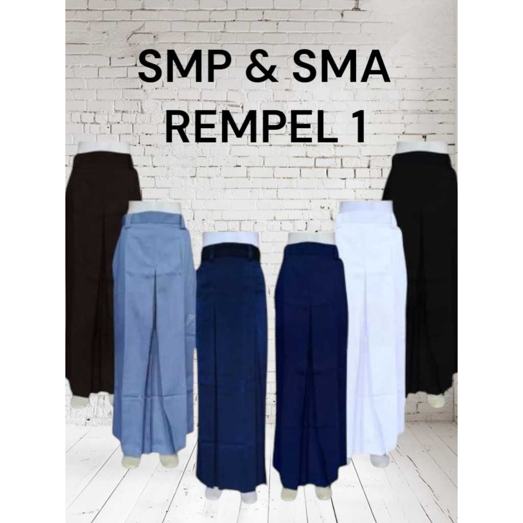 Jual ROK SEKOLAH PANJANG SMP dan SMA Model SPAN REMPEL 1 Seragam Sekolah Warna Lengkap kain High ...