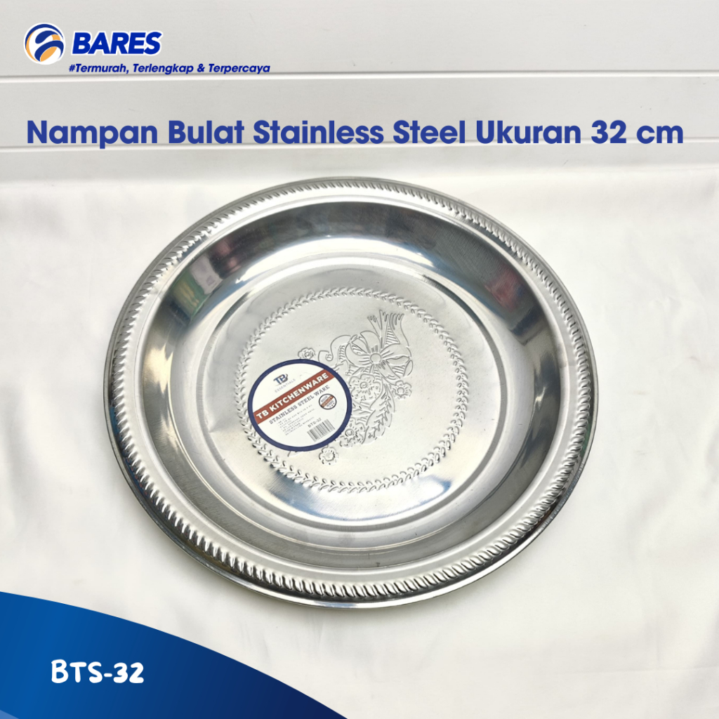 Jual Baki Bulat Stainless Steel Tebal Nampan Bulat Wadah Saji Stainless ...