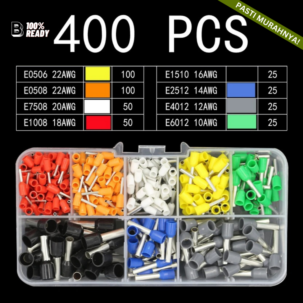 Jual Skun Kabel Tusuk Ferulles Ferrules Berbagai Ukuran 1 SET 100 PCS ...