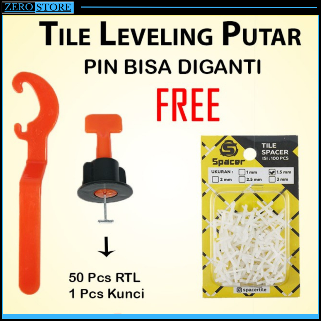 Jual REUSABLE TILE LEVELING / ALAT PERATA KERAMIK MODEL PUTAR ISI 50 ...