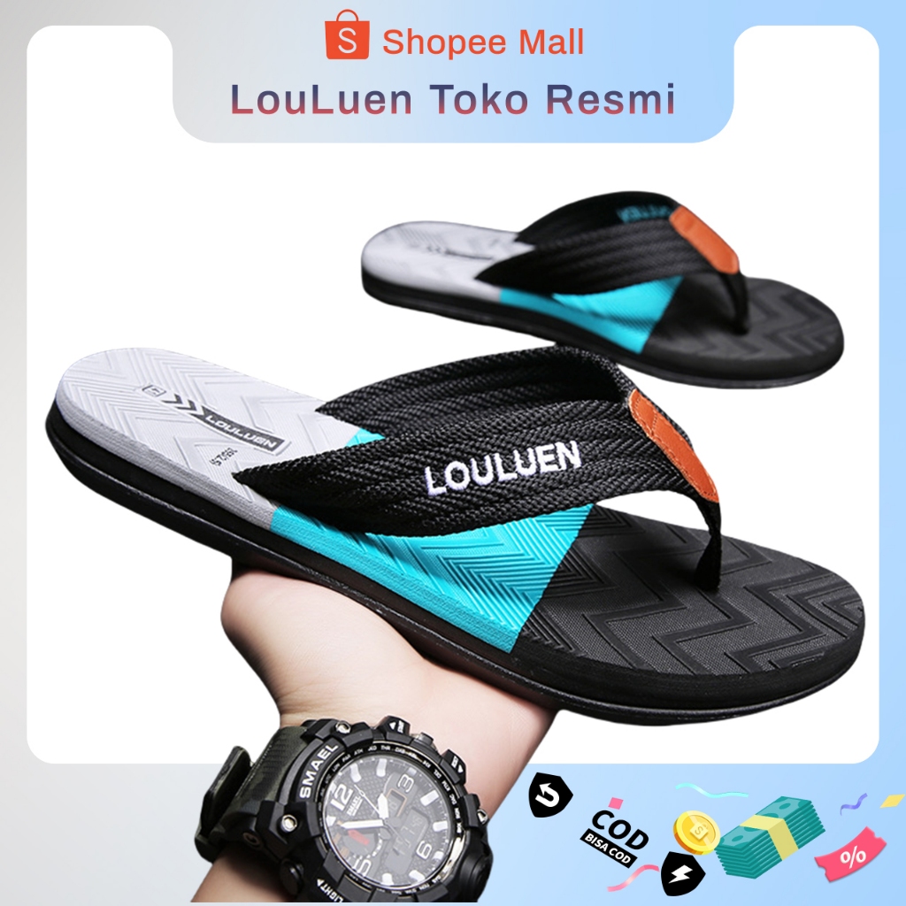 Jual LouLuen -sandal pria keren sandal cowok terbaru 2025 sandal jepit ...