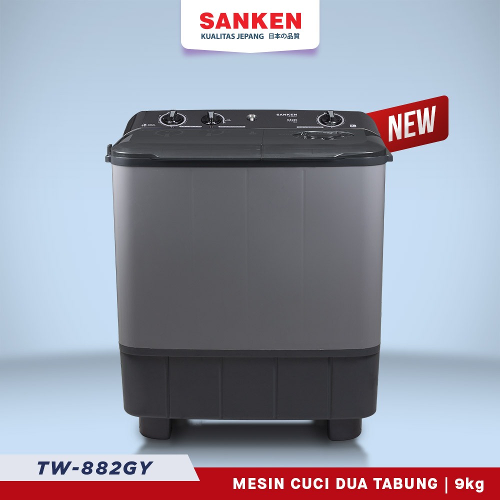 Jual Sanken Mesin Cuci 2 Dua Tabung TW-882GY Twin Tub 9Kg Silver ...