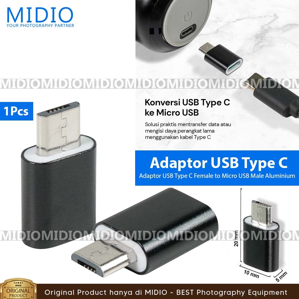 Jual Adaptor USB Type C Female to Micro USB Male Aluminium | Shopee ...