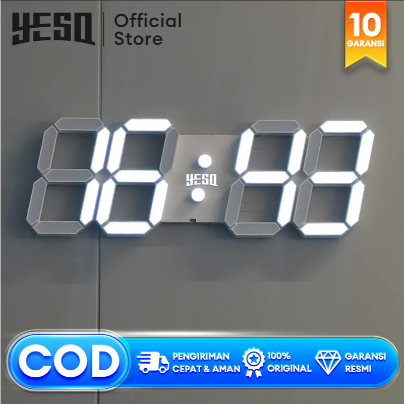 Jual YESQ LED 3D Jam Dinding Digital Bentuk Angka Jam Meja Modern ...