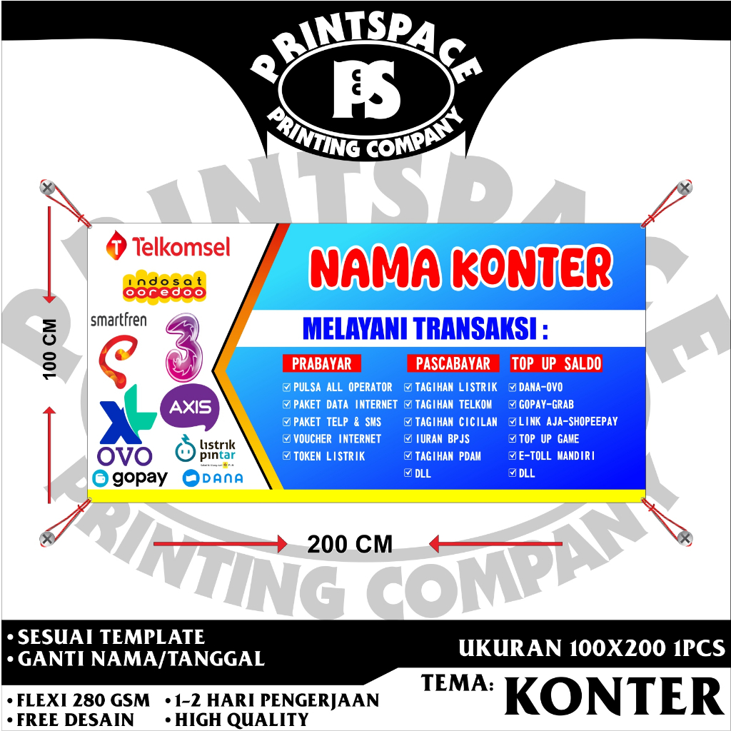 Jual SPANDUK/MMT/BANNER KONTER CELL 200X100 BISA CUSTOM DESAIN | Shopee ...