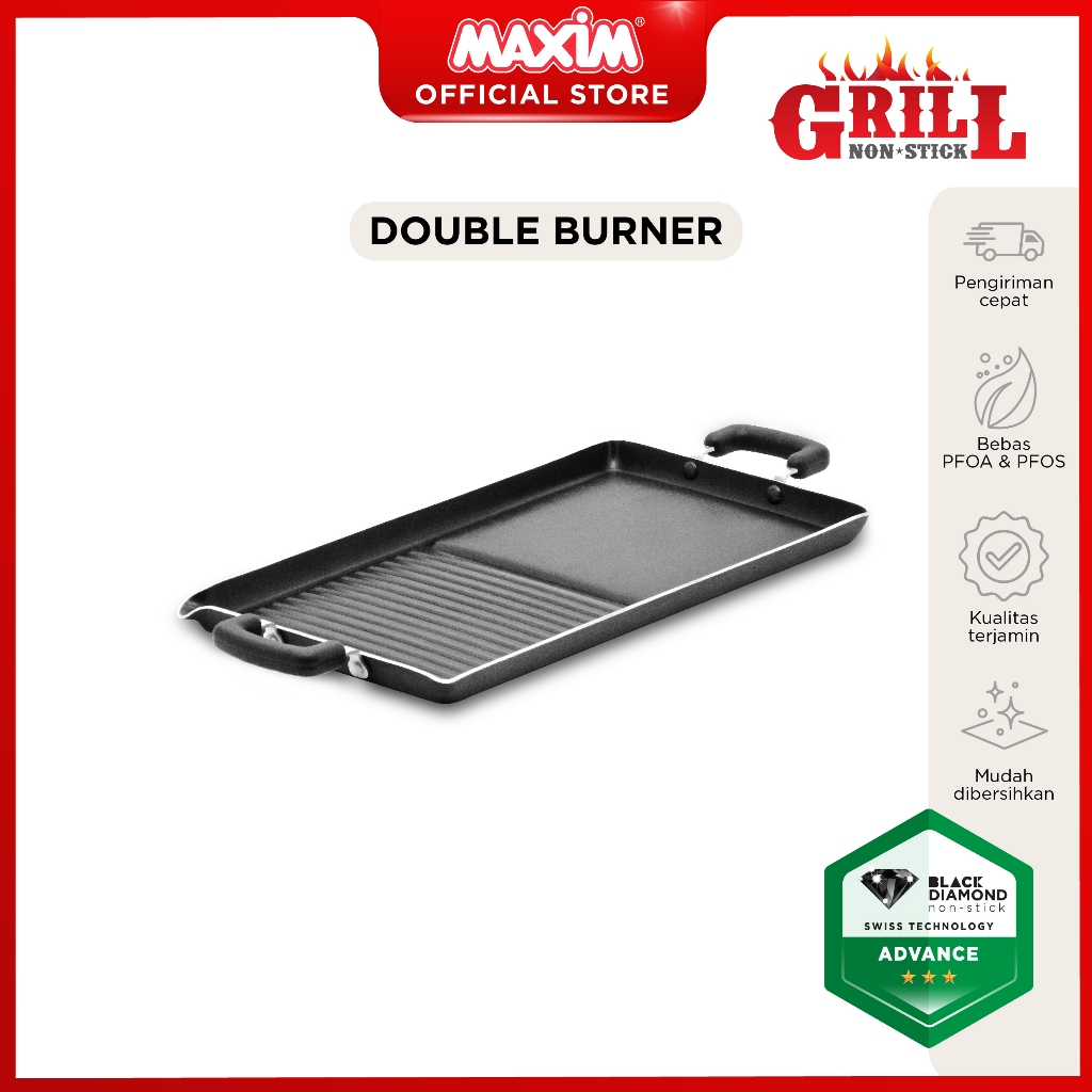 Jual Maxim Grill Alat Pemanggang Teflon Anti Lengket 18x10" Double ...