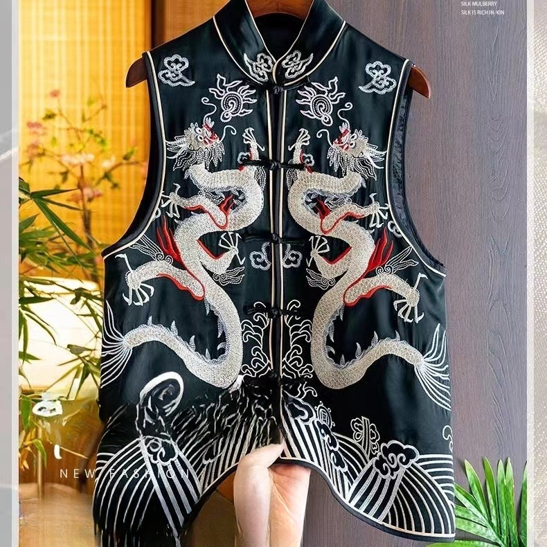 Jual Chinese Heavy Industry Chinese Style Embroidery Vest | Shopee ...