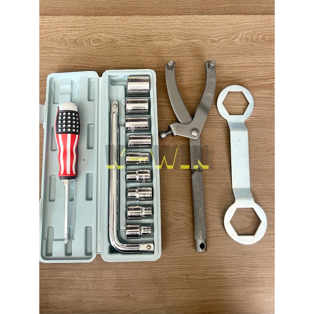 Jual Paket Kunci Shock Set New Deland Kunci Sok 10Pcs Kunci Treker CVT Matic + Kunci Tahanan Mur ...