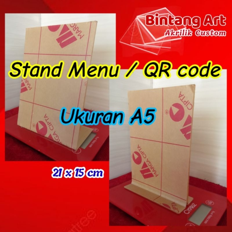 Jual Papan menu meja akrilik | QR code ukuran A5 (15x21cm) model slip ...
