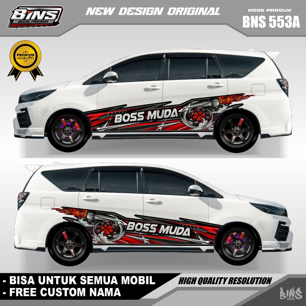 Jual BNS553-STIKER DECAL MOBIL THAILAND TURBO BOSS MUDA INNOVA SIGRA ...