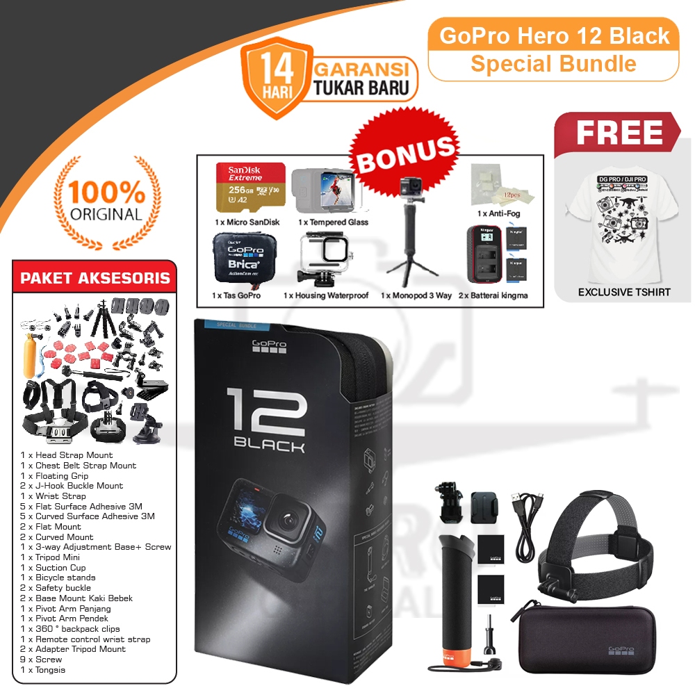 Jual GoPro Hero 12 Black Special Bundle Edition Action Camera Go Pro Hero12 Bundle Original ...