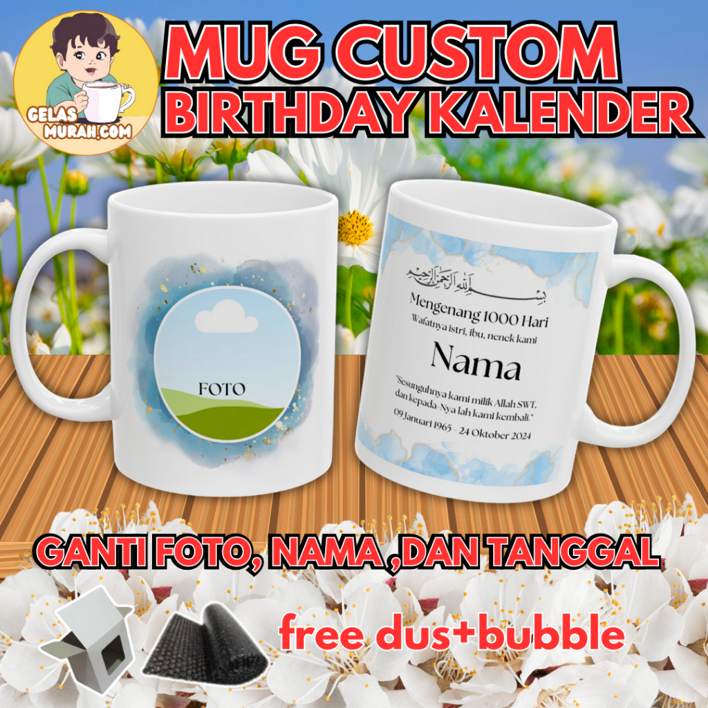 Jual Souvenir Mug Mengenang 40 - 100 - 1000 hari yasinan tahlilan ...