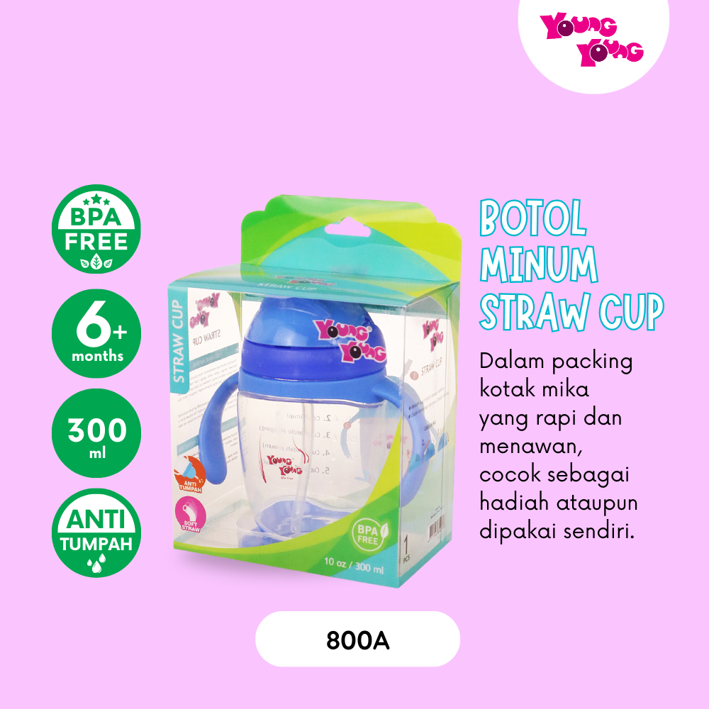Jual YOUNG YOUNG Botol Minum Bayi Dengan Pegangan 300 ML BPA Free Sippy Training Cup 800A ...