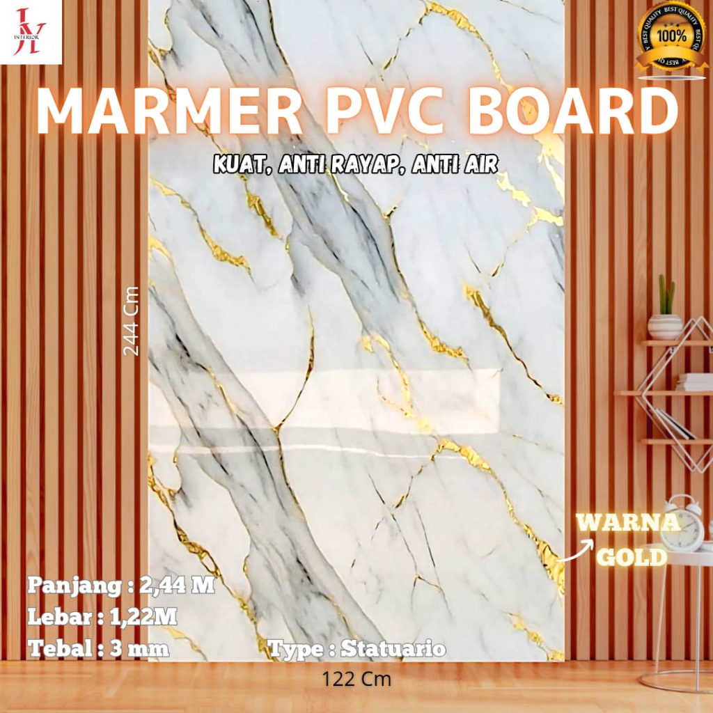 Jual DANESON Marmer Panel PVC Dekorasi Dinding Motif Corak Marmer UV ...