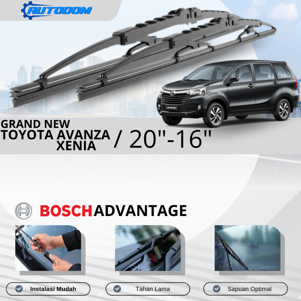 Jual Bosch Advantage Wiper Kaca Mobil Grand New Toyota Avanza Xenia 20" dan 16" (Sepasang ...