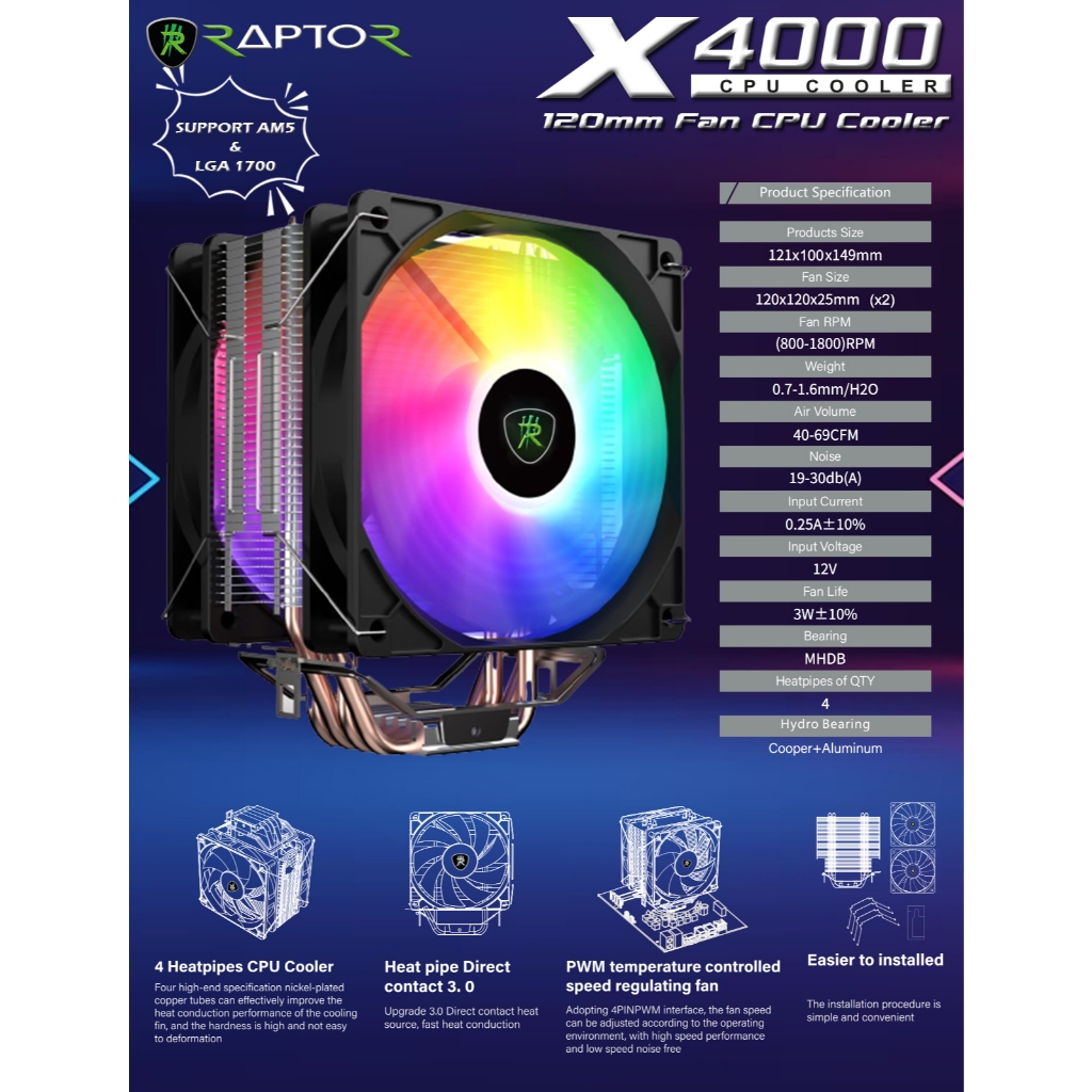 Jual FAN PROCESSOR GAMING X4000 UNIVERSAL PLATFORM - CPU COOLER - ARGB ...
