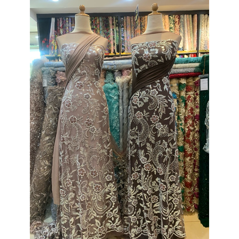 Jual Bahan Kain Tulle payet bunga 3D / NEW ARRIVAL BAHAN KAIN KEBAYA ...