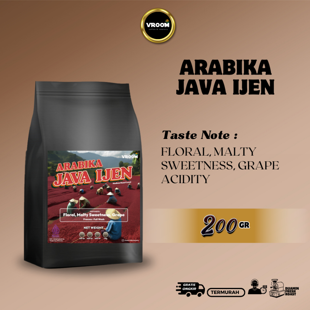 Jual Kopi Arabika Java Ijen Arabica Coffee Roast Beans 200gr | Shopee ...