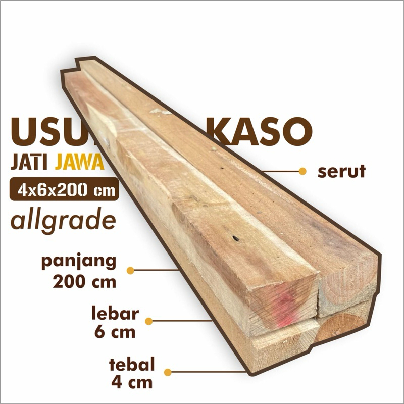 Jual Kayu Usuk Kaso Ukuran 4x6x200 cm Kayu Jati Kampung Allgrade Sudah ...