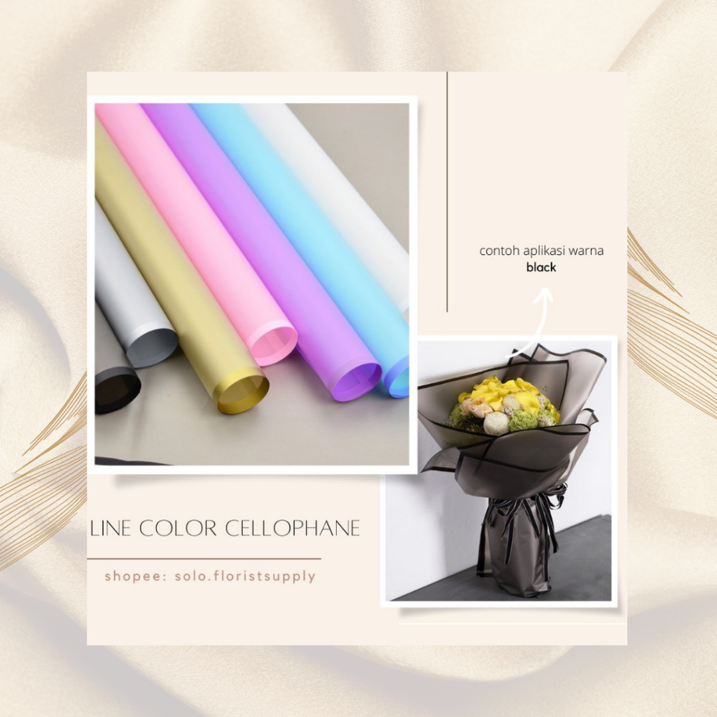 Jual LINE COLOR CELLOPHANE FLOWER WRAPPING WATERPROOF KERTAS BUKET ...