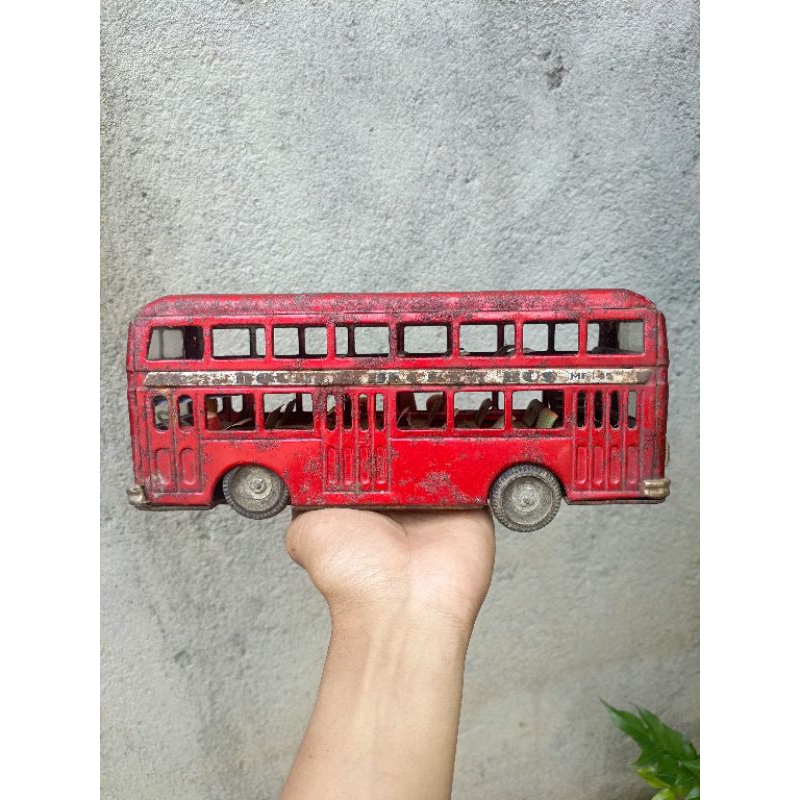 Jual Tin toys bus double decker mf 185 made in china vintage antik ...