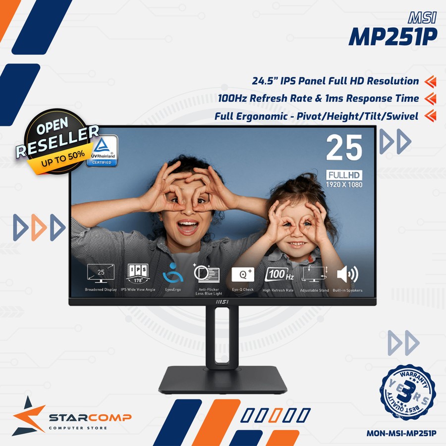Jual MSI MP251P PRO 25" IPS FHD 100Hz 1ms Full Ergonomic Built-in ...