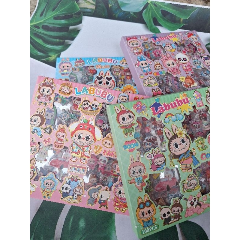 Jual STICKER Karakter 2D 1 box Isi 100Pcs/Sticker Momo Labubu lucu ...