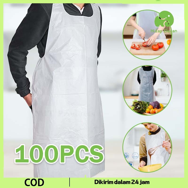 Jual 100pcs Apron Celemek Plastik Disposable Apron Plastik Tebal Pe ...