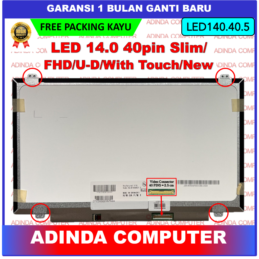 Jual LCD LED 14.0 14 Inch 40 Pin 40pin Tipis Slim Full HD FHD IPS Touch ...