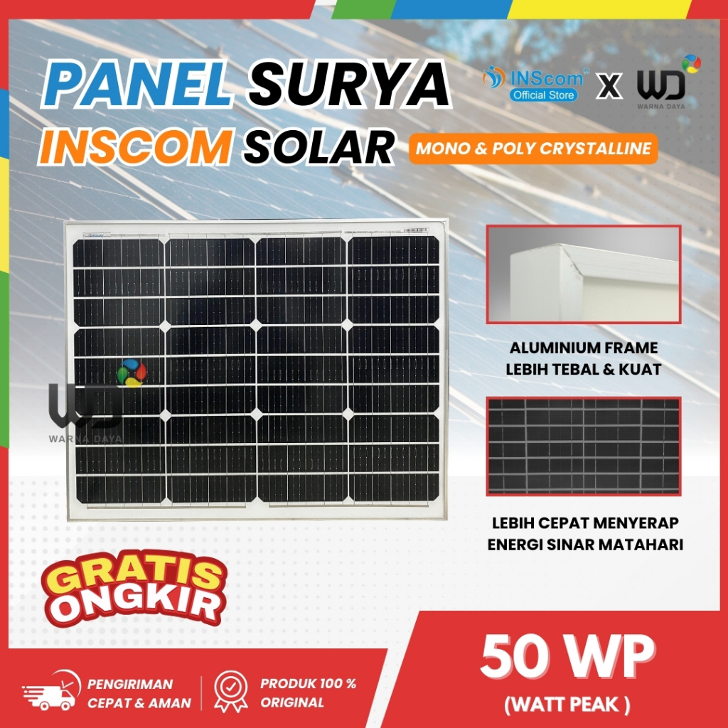 Jual PANEL SURYA INSCOM 50WP MONO & POLY | Shopee Indonesia
