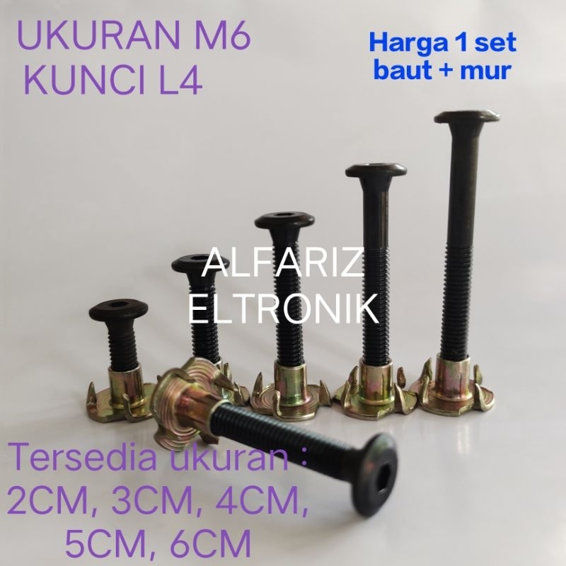 Jual Baut box speaker m6 mur cakar 2/3/4/5/6 cm (baut+mur) baut jcbc m6 ...