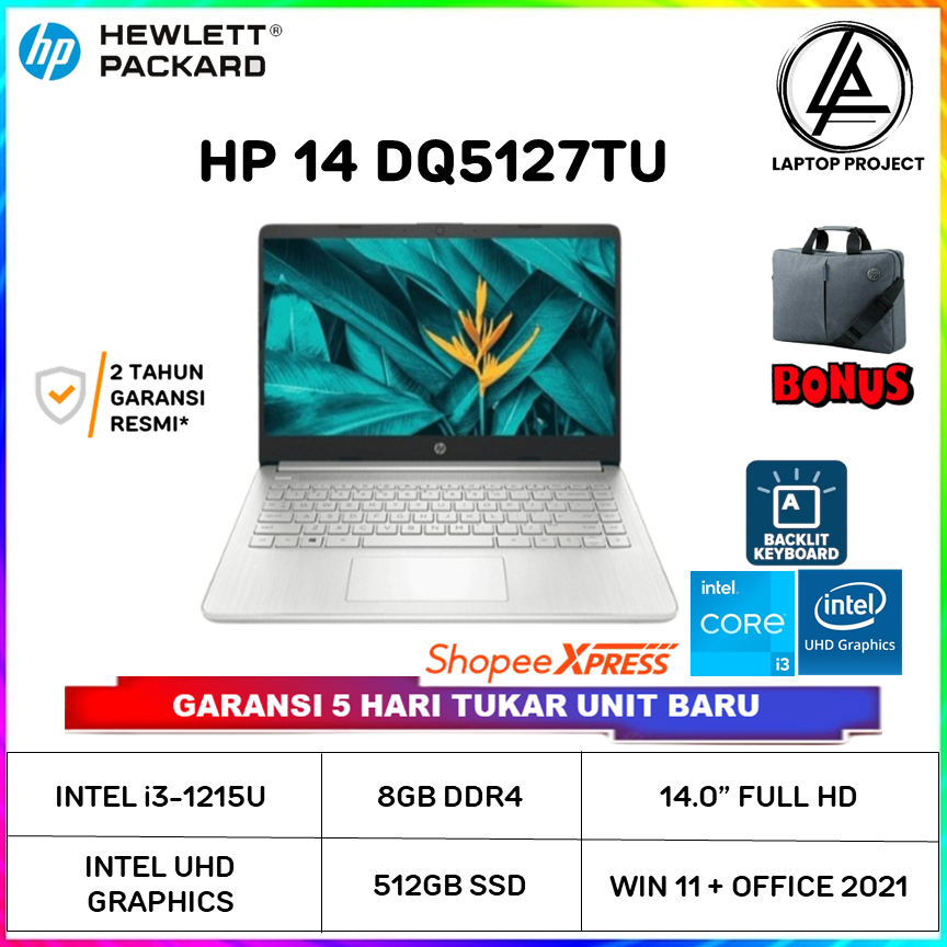 Jual Laptop HP 14s dq5115TU i3 1215U 8GB SSD 512GB 14" FHD W11 OHS ...
