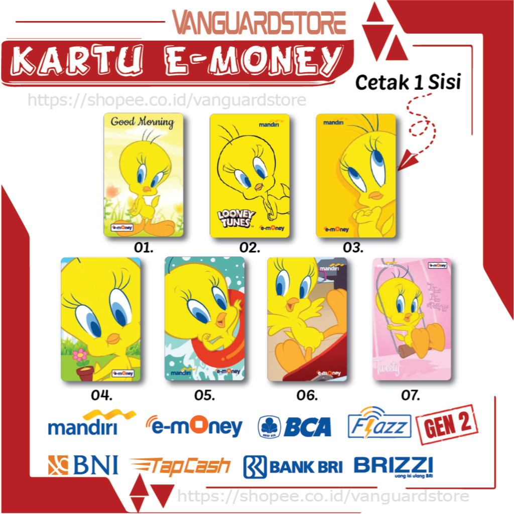 Jual KARTU E MONEY E TOLL TWEETY CUTE ANIME 46 EMONEY MANDIRI FLAZZ BCA ...