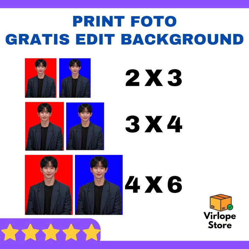Jual CETAK KILAT FOTO 2x3, 3x4, 4x6 Print Pas Foto Premium Glossy Gratis Edit | Shopee Indonesia