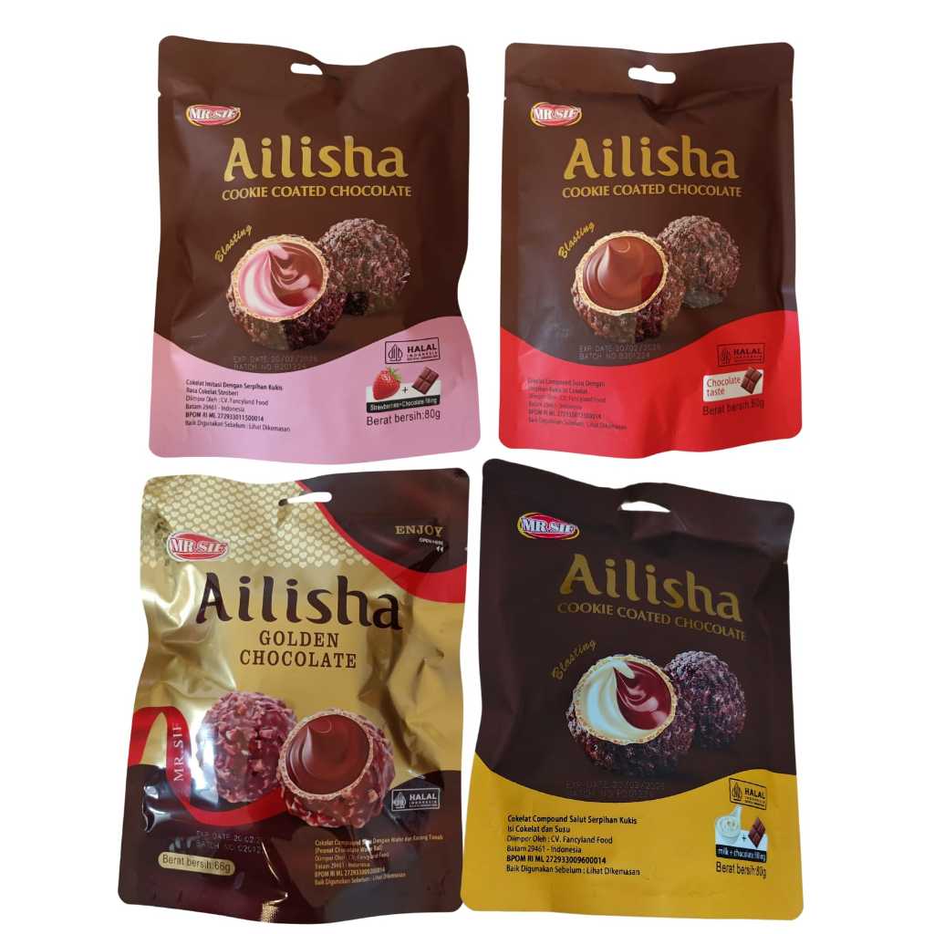 Jual MR.SIF AILISHA Golden Chocolate 66g Cookie Coated Chocolate 80g ...