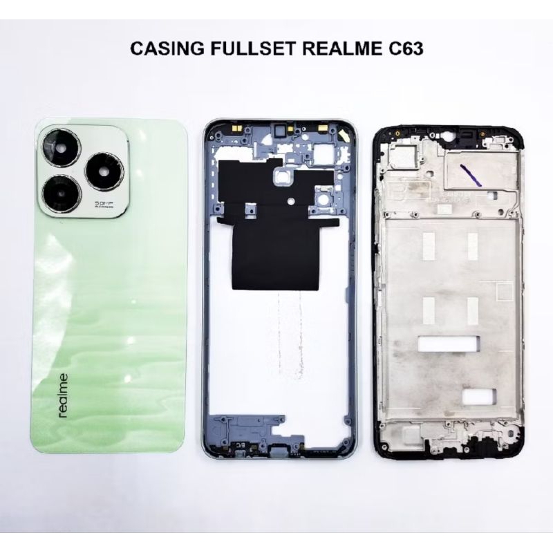 Jual kesing housing casing full set realme c63 frame + Bezel + backdoor ...